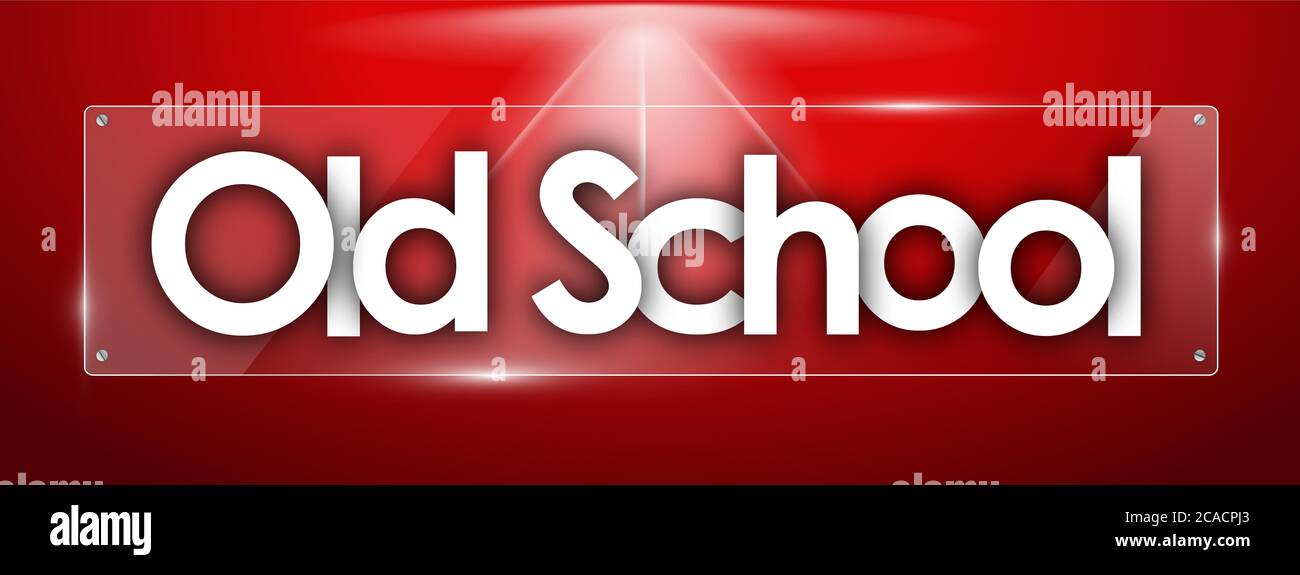 old school word in transparent glass shapes Stock Photo - Alamy