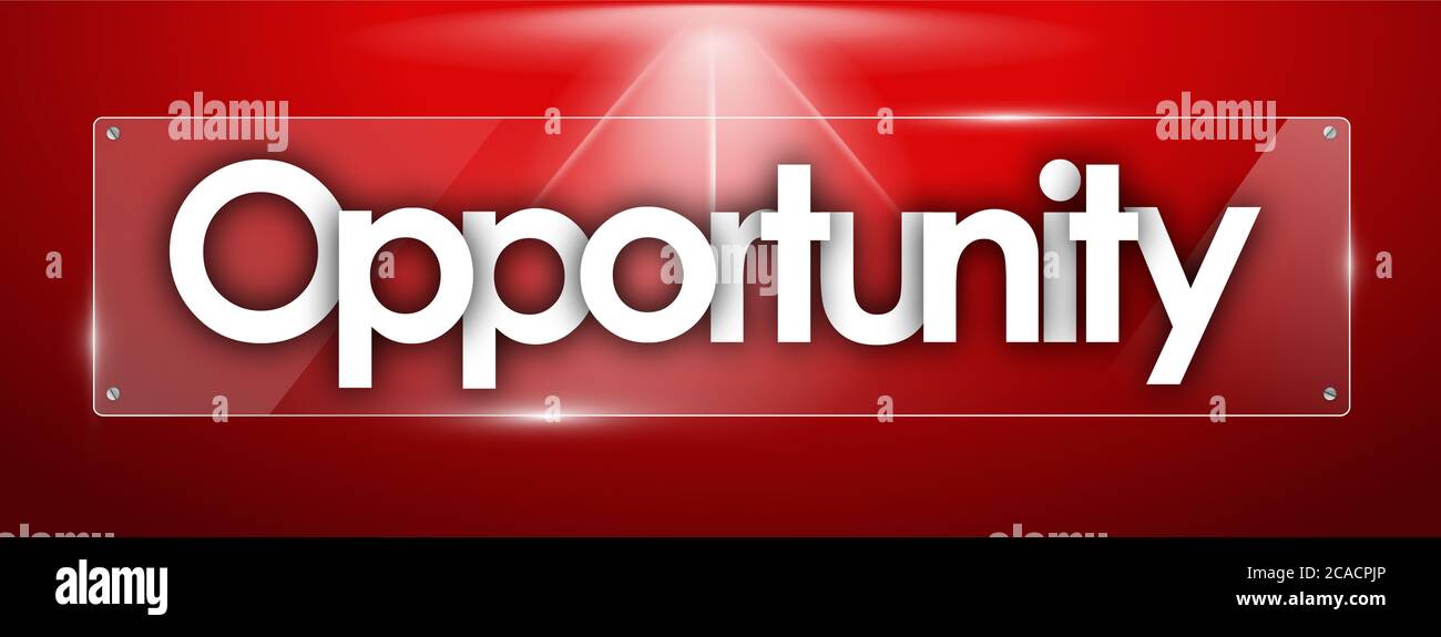 opportunity word in transparent glass shapes Stock Photo - Alamy