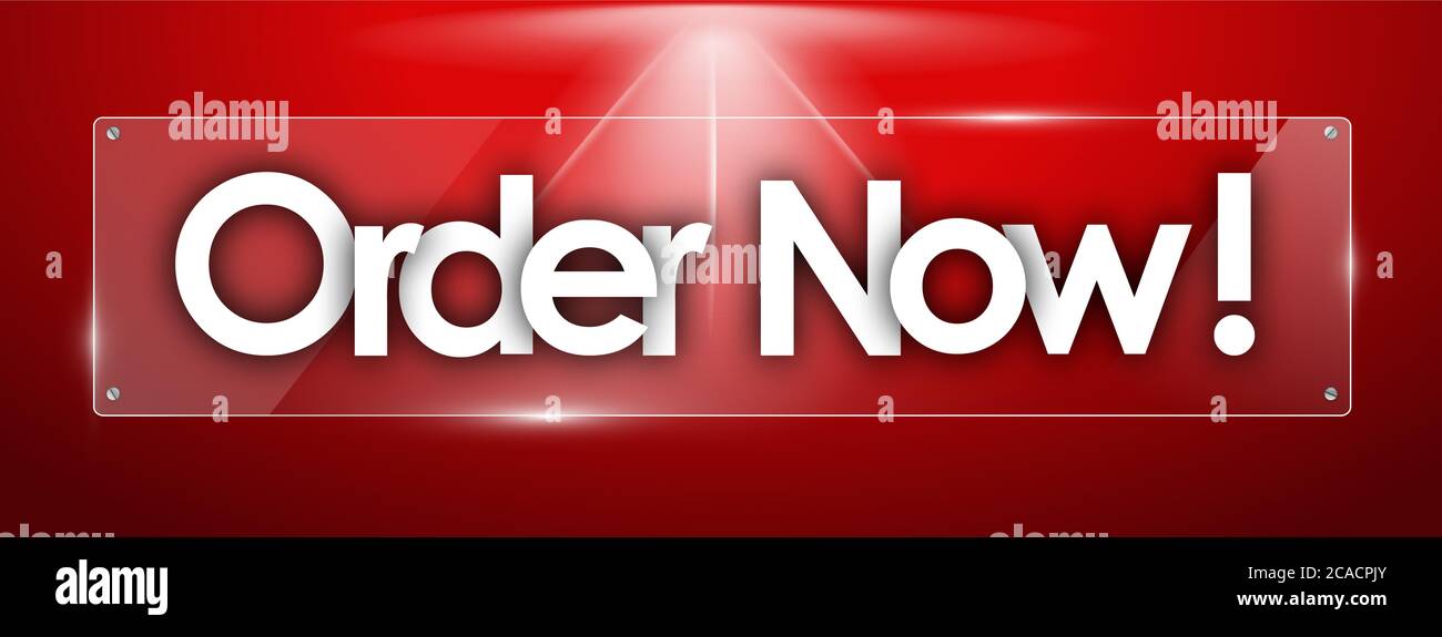order now word in transparent glass shapes Stock Photo - Alamy