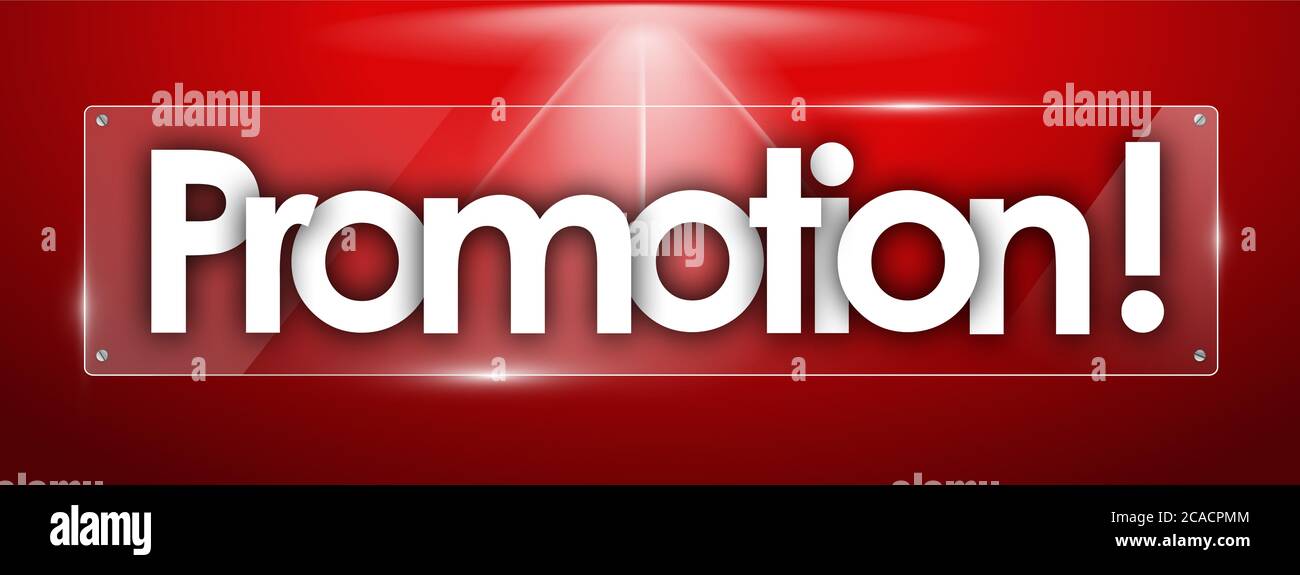 promotion word in transparent glass shapes Stock Photo - Alamy