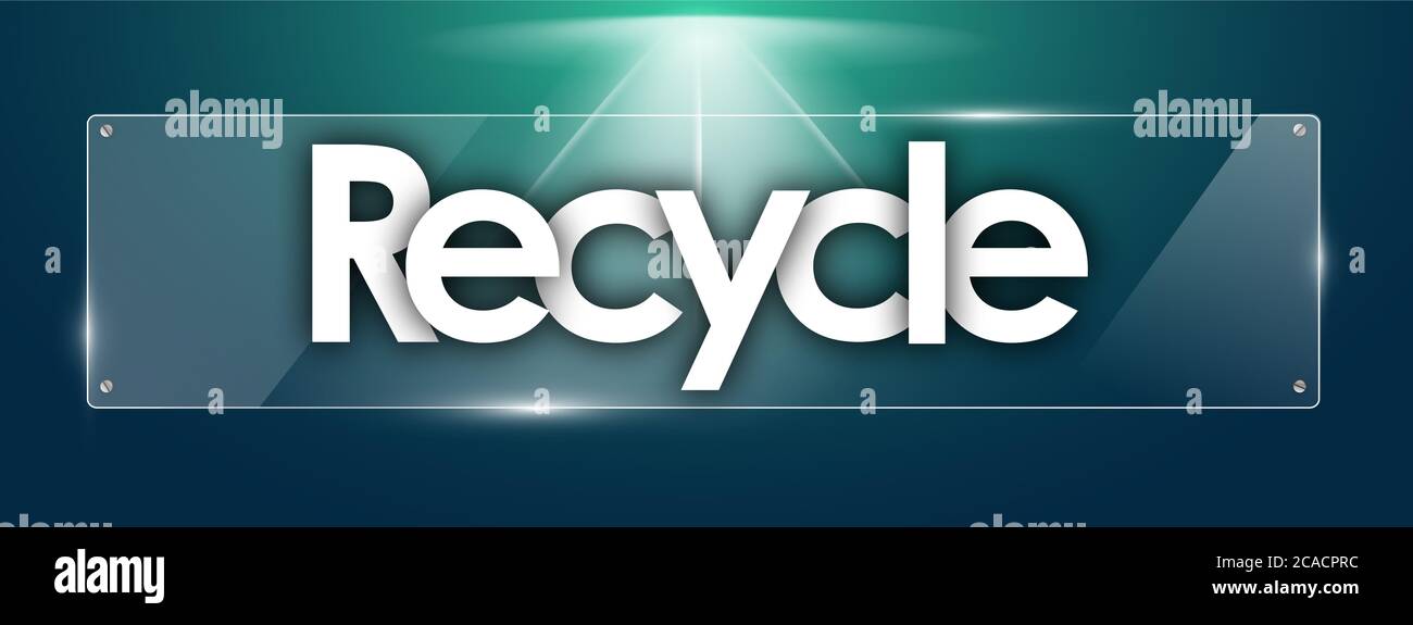 recycle word in transparent glass shapes Stock Photo - Alamy