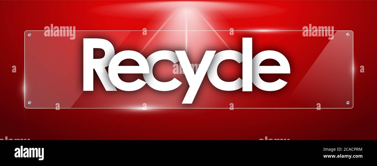 recycle word in transparent glass shapes Stock Photo - Alamy