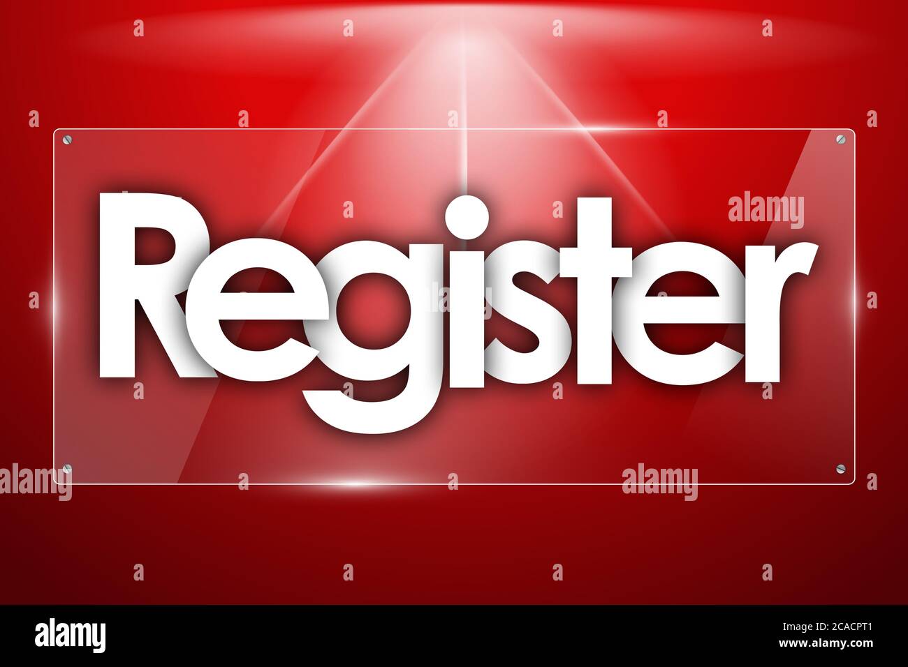 register word in transparent glass shapes Stock Photo - Alamy