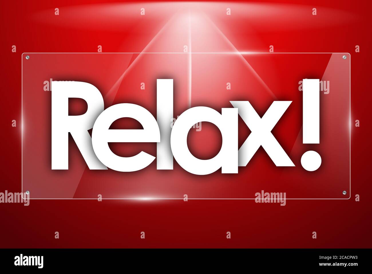relax word in transparent glass shapes Stock Photo - Alamy
