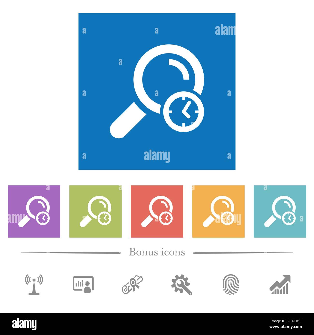 Query time flat white icons in square backgrounds. 6 bonus icons ...