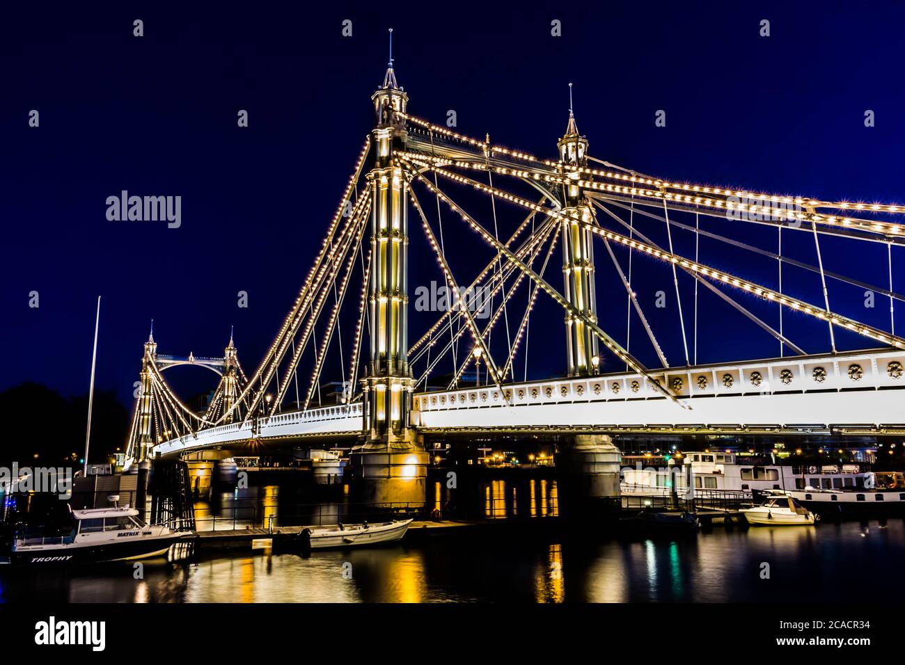 Albert Bridge in London, UK at night Stock Photo - Alamy