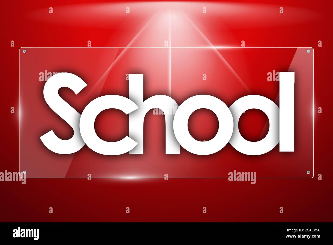 school word in transparent glass shapes Stock Photo - Alamy