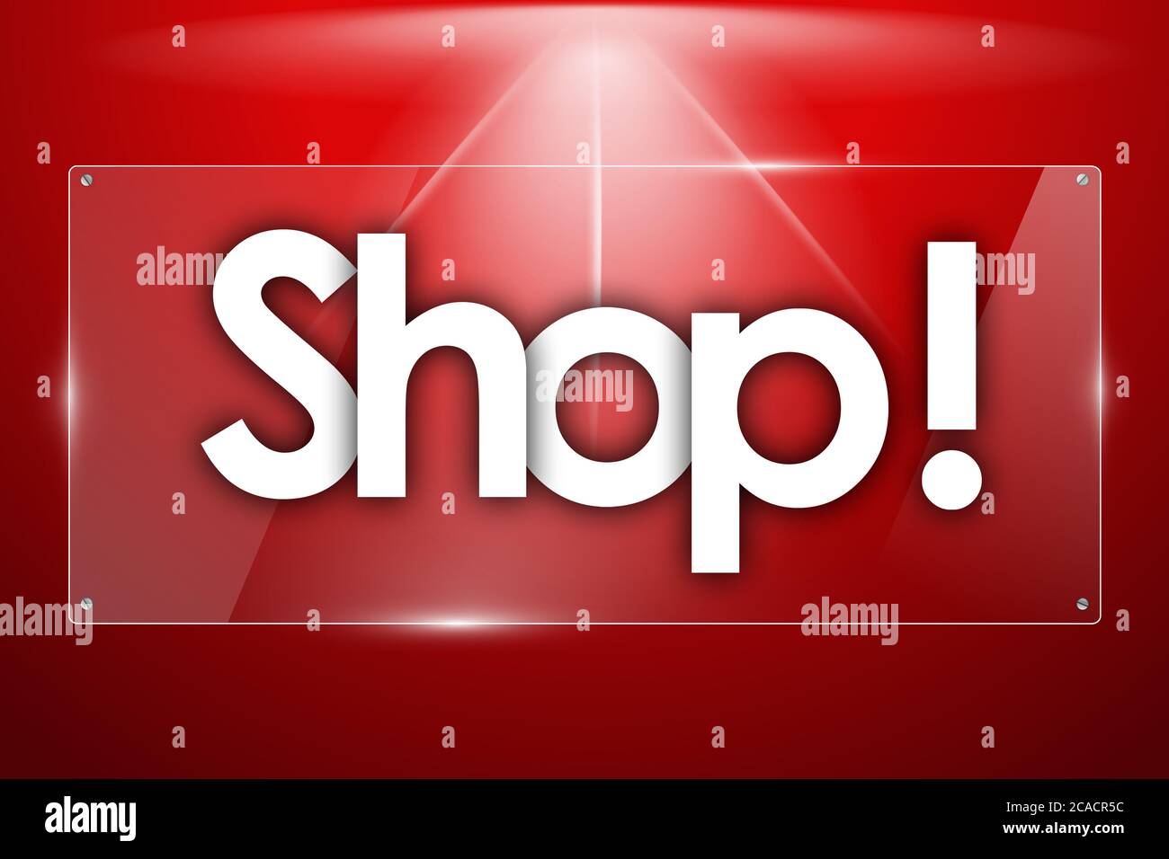 shop word in transparent glass shapes Stock Photo - Alamy