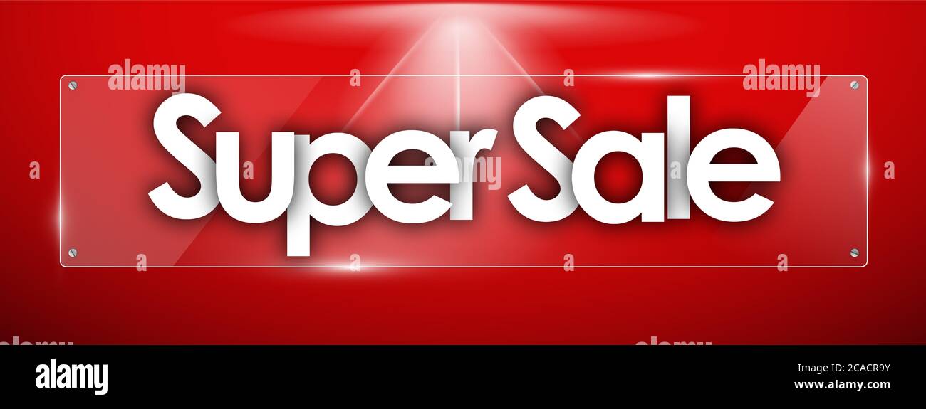 super sale word in transparent glass shapes Stock Photo - Alamy