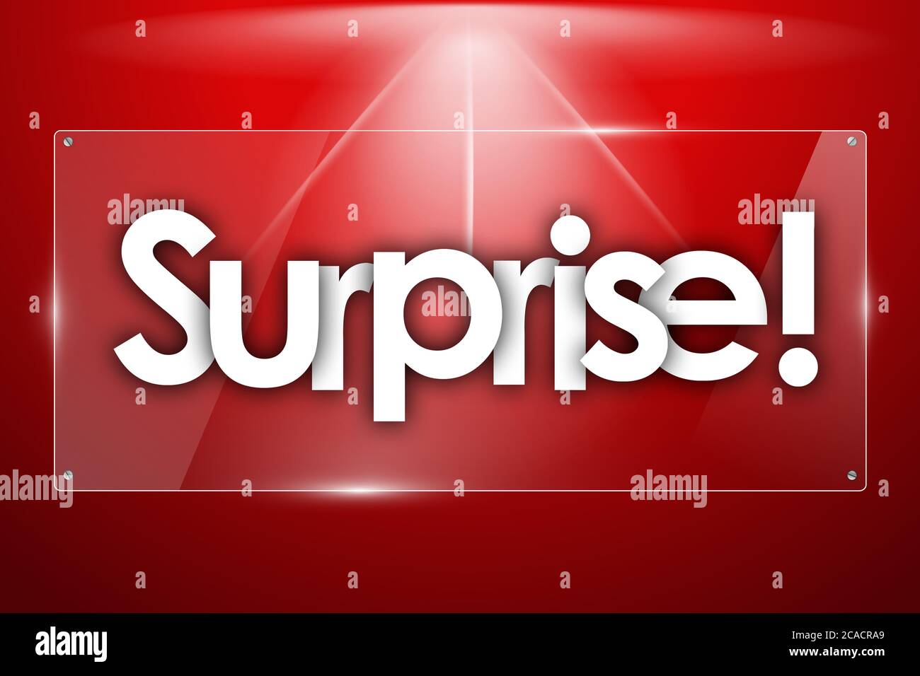 surprise word in transparent glass shapes Stock Photo - Alamy