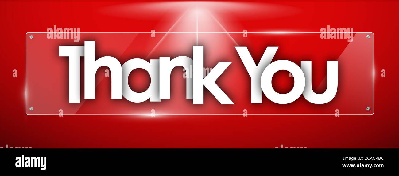 thank you word in transparent glass shapes Stock Photo - Alamy