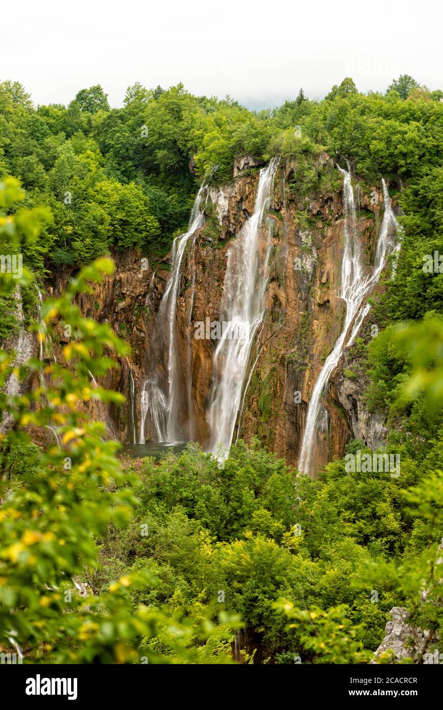 Beautiful waterfall in Plitvice Lakes National Park, Croatia Stock ...