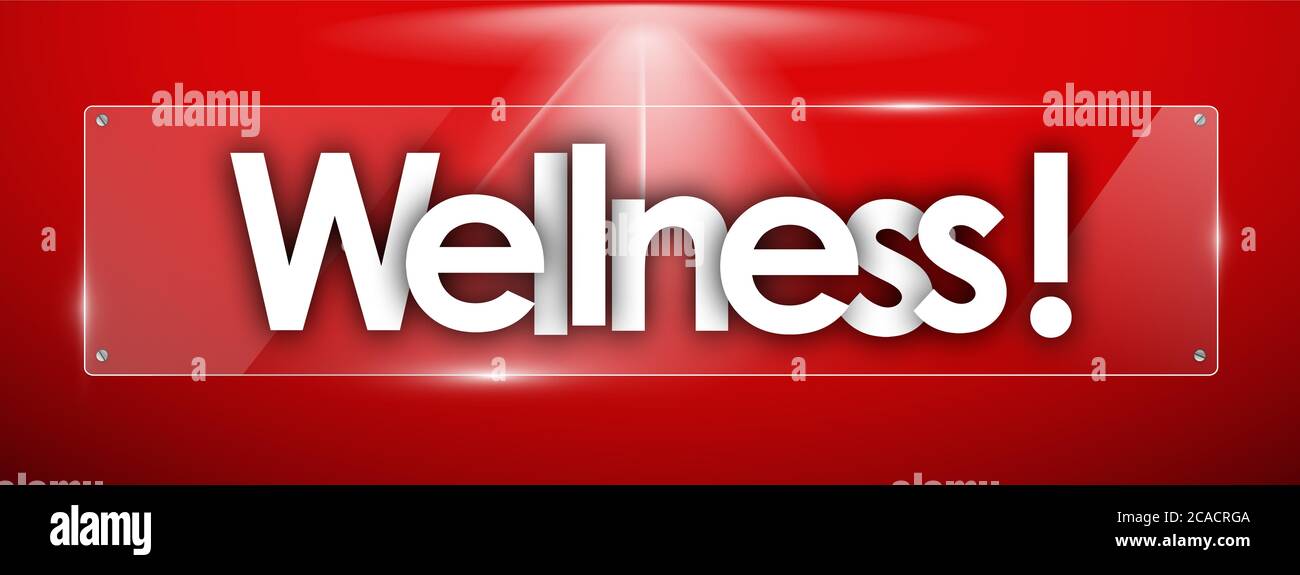 wellness word in transparent glass shapes Stock Photo - Alamy