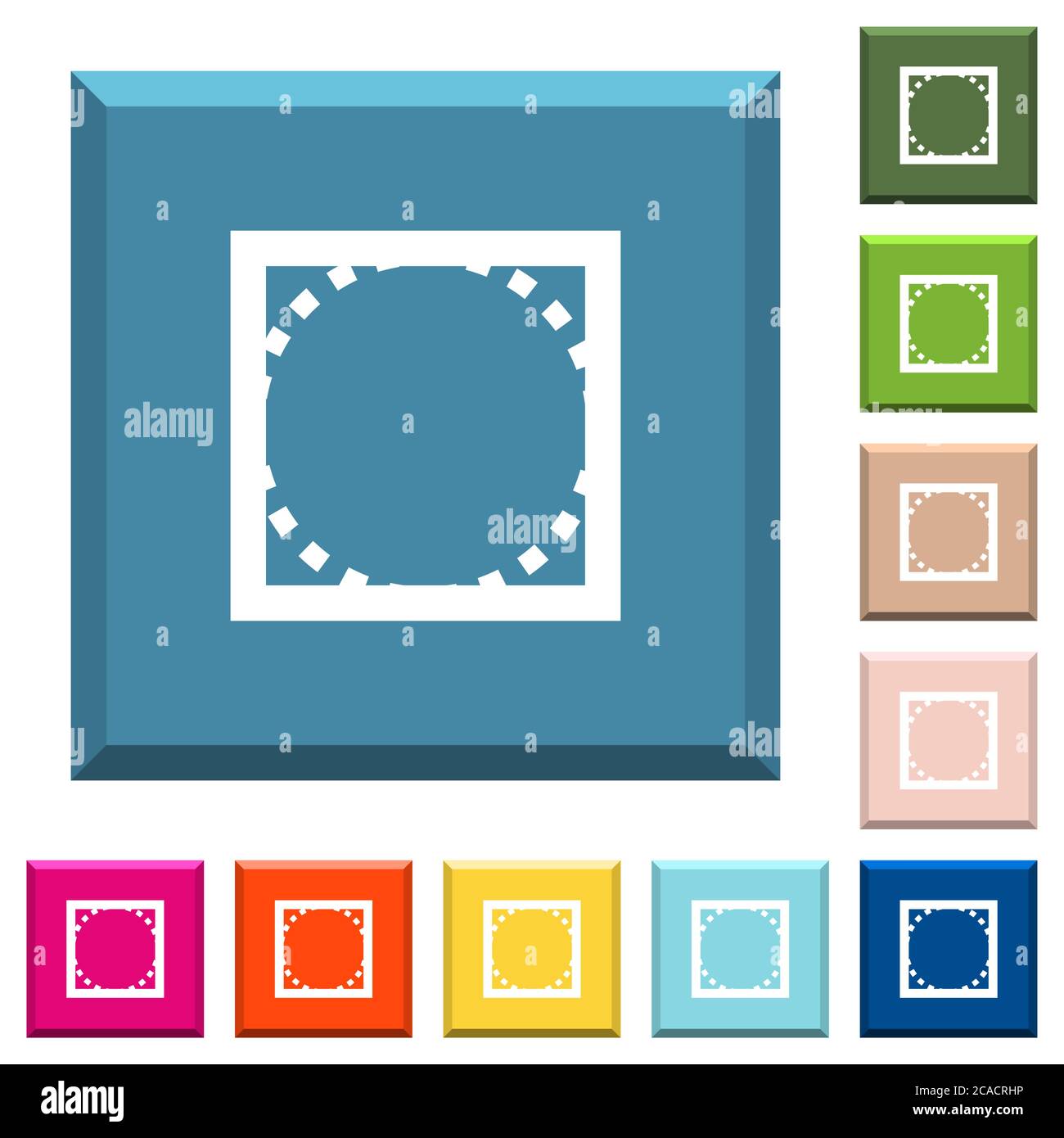 Rounded corner settings white icons on edged square buttons in various ...