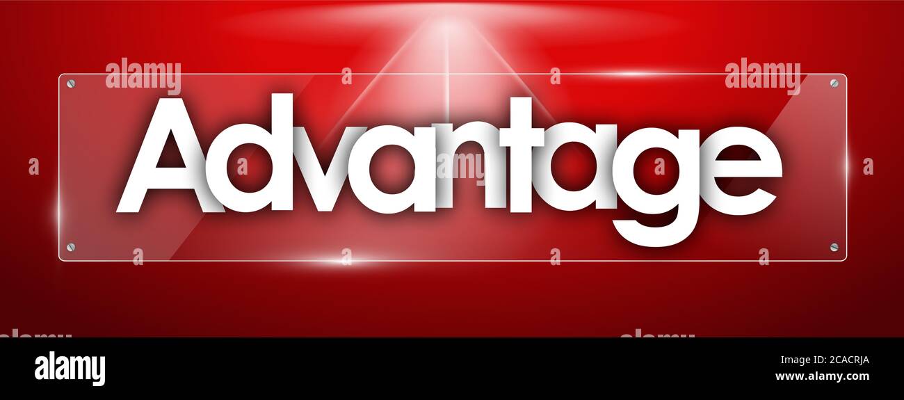 advantage word in transparent glass shapes Stock Photo - Alamy