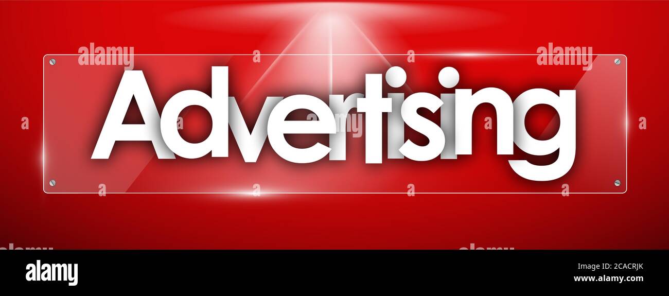 advertising word in transparent glass shapes Stock Photo - Alamy