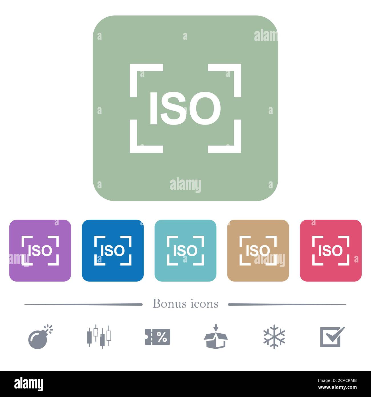 Camera iso speed setting white flat icons on color rounded square ...
