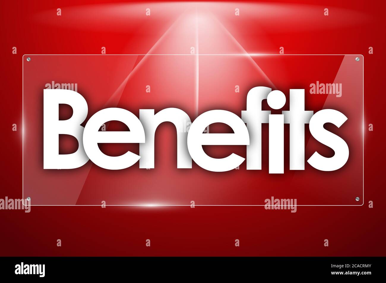benefits word in transparent glass shapes Stock Photo - Alamy