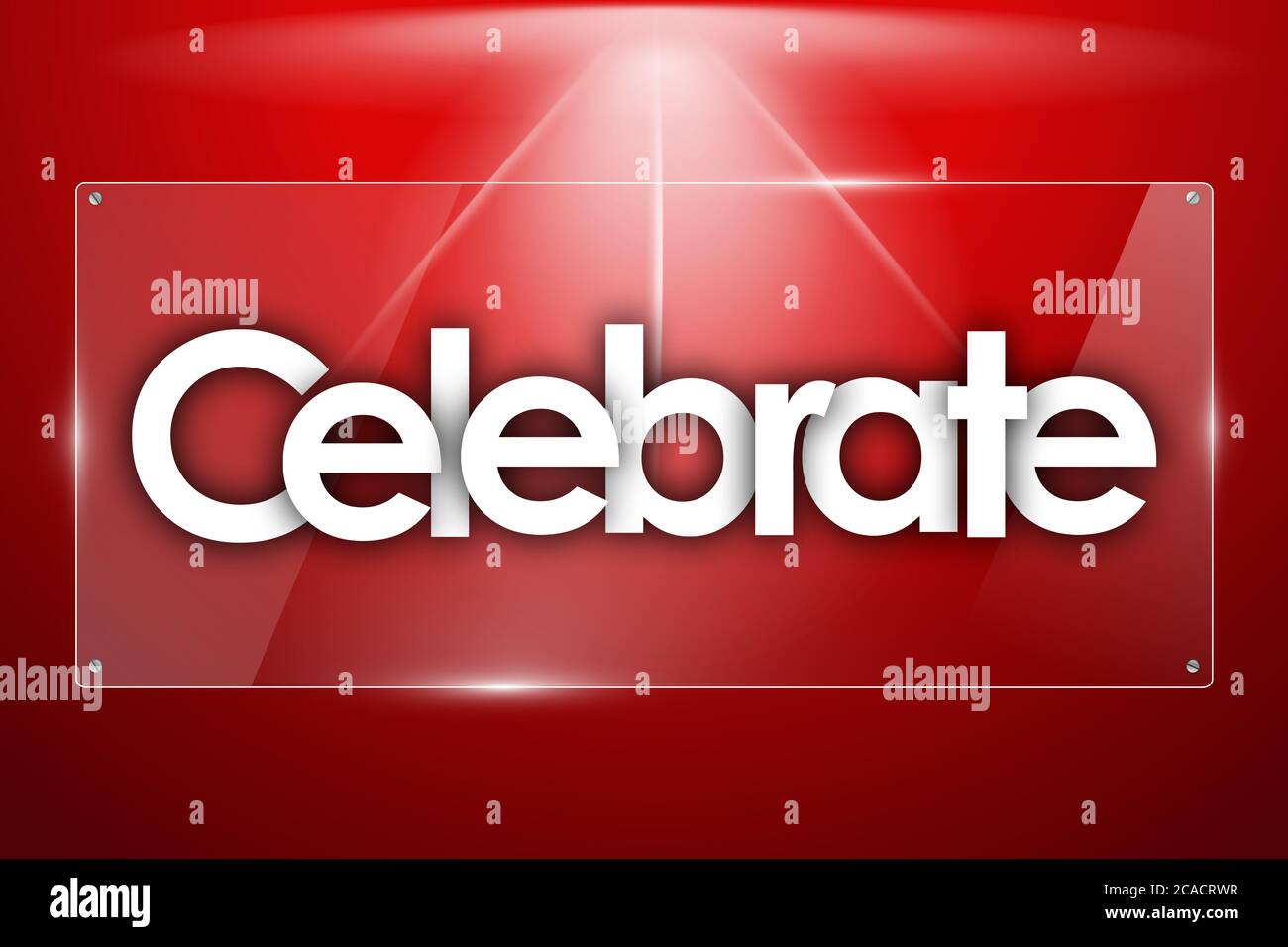 celebrate word in transparent glass shapes Stock Photo - Alamy