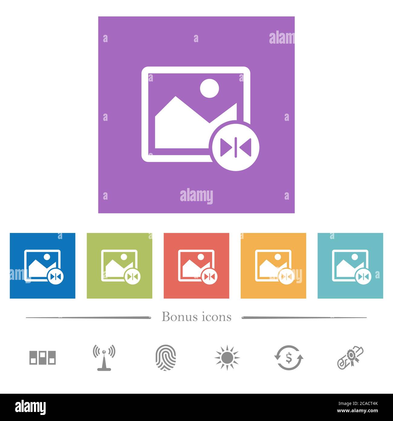 Horizontal flip image flat white icons in square backgrounds. 6 bonus ...