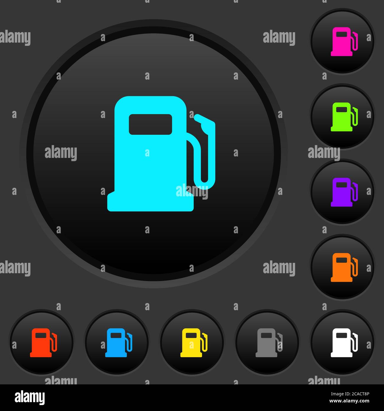 Gas station dark push buttons with vivid color icons on dark grey ... Gas station dark push buttons with vivid color icons on dark grey ...