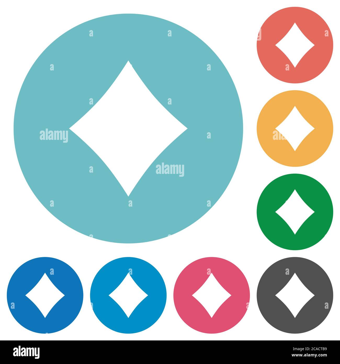 Diamond card symbol flat white icons on round color backgrounds Stock ...