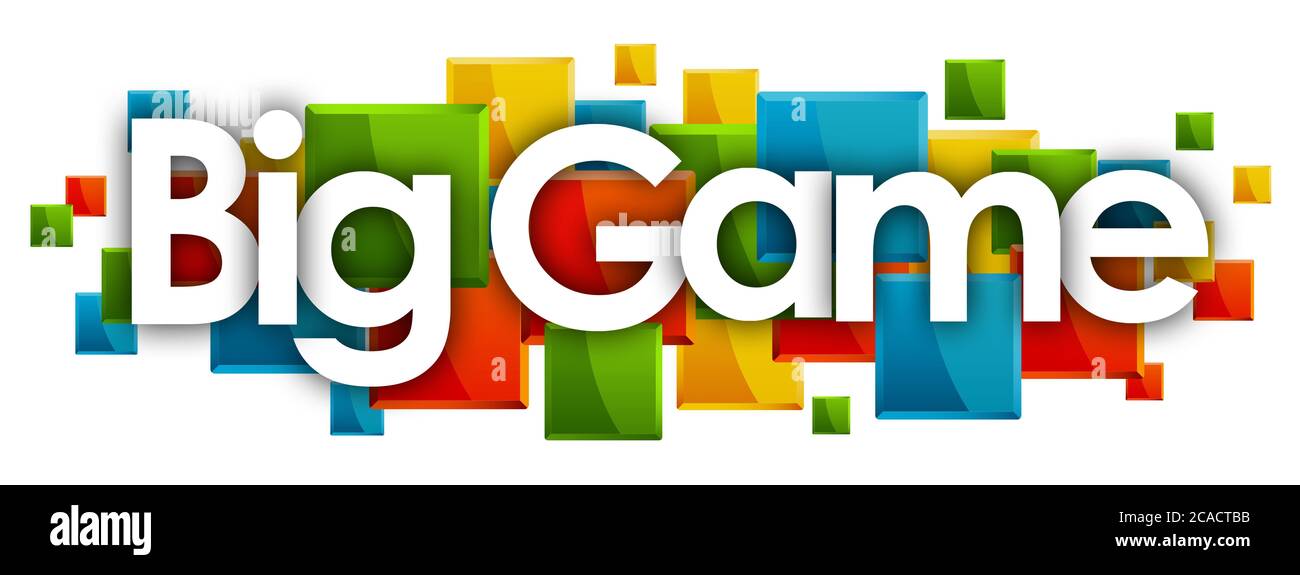 Big Game word in colored rectangles background Stock Photo - Alamy