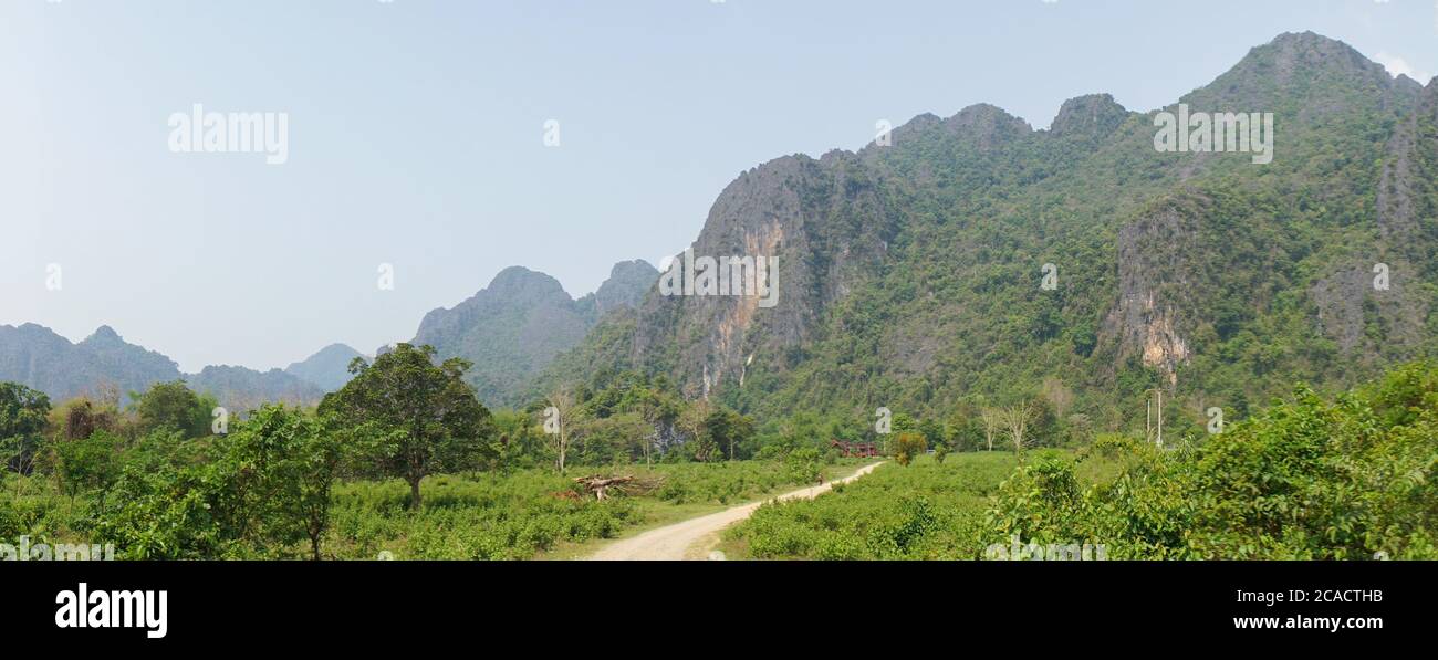 Green Mountain Landscapes near Pha Tang village in the Vang Vieng area ...