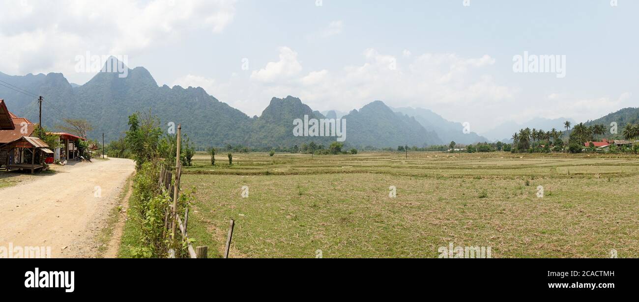 Green Mountain Landscapes near Pha Tang village in the Vang Vieng area ...
