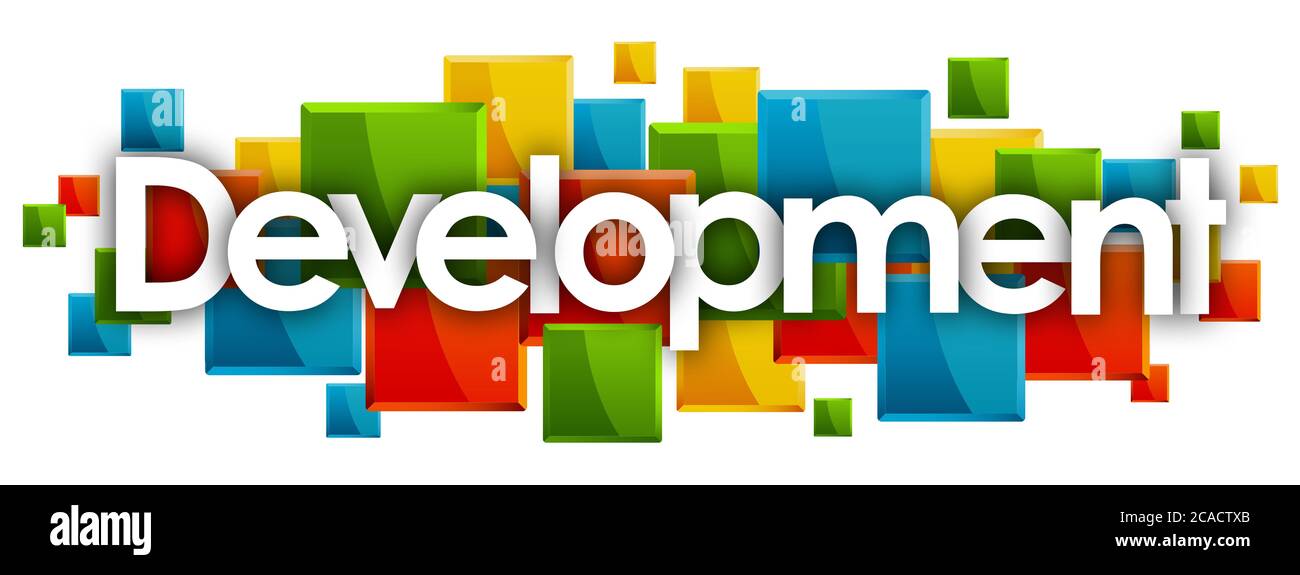 development word in colored rectangles background Stock Photo - Alamy