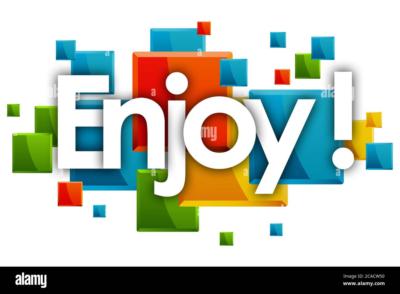 Enjoy word in colored rectangles background Stock Photo - Alamy