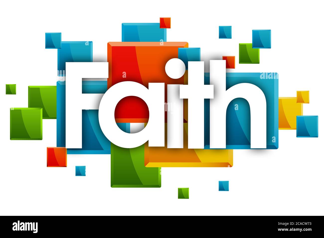 Faith word in colored rectangles background Stock Photo - Alamy