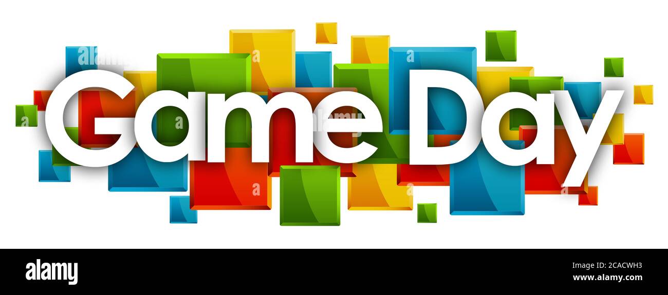 Game Day word in colored rectangles background Stock Photo - Alamy