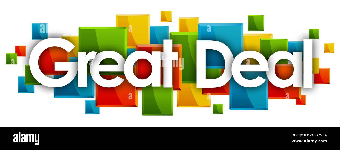 Great Deal word in colored rectangles background Stock Photo - Alamy
