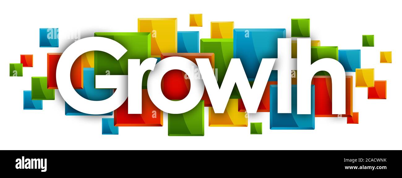 Growth word in colored rectangles background Stock Photo - Alamy