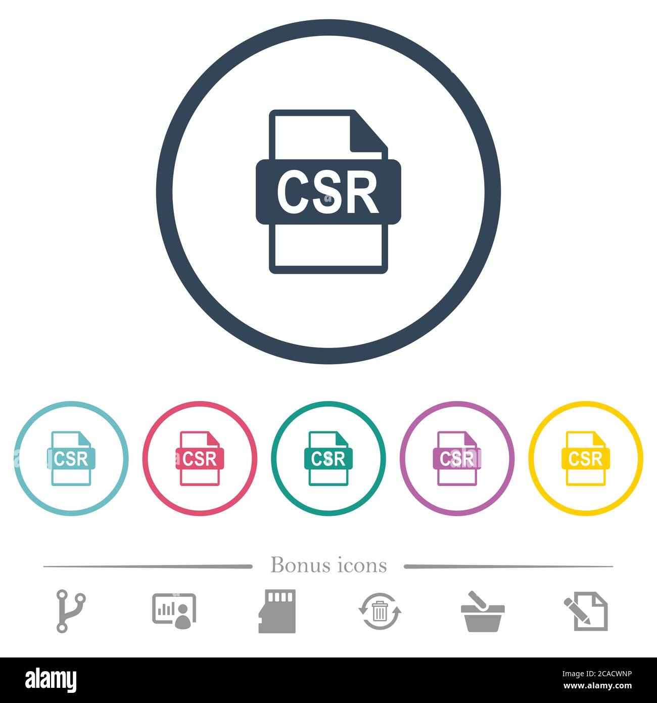 Sign request file of SSL certification flat color icons in round ...