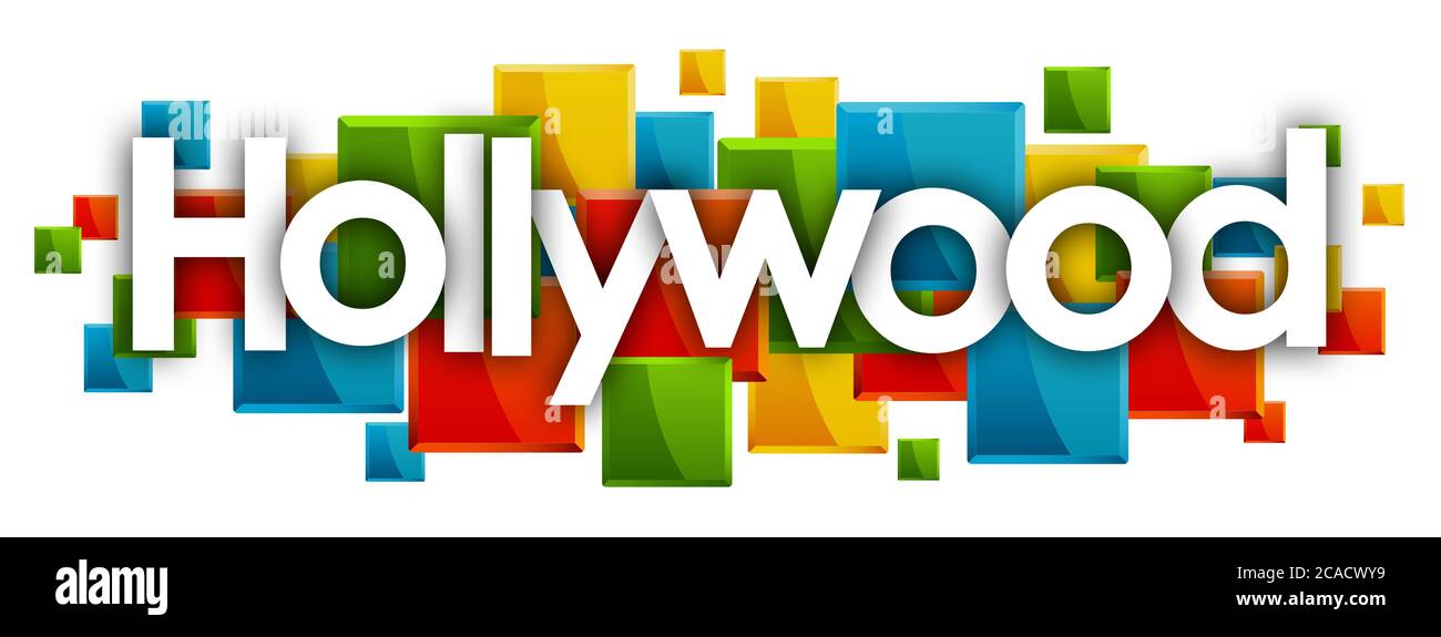 Hollywood word in colored rectangles background Stock Photo - Alamy