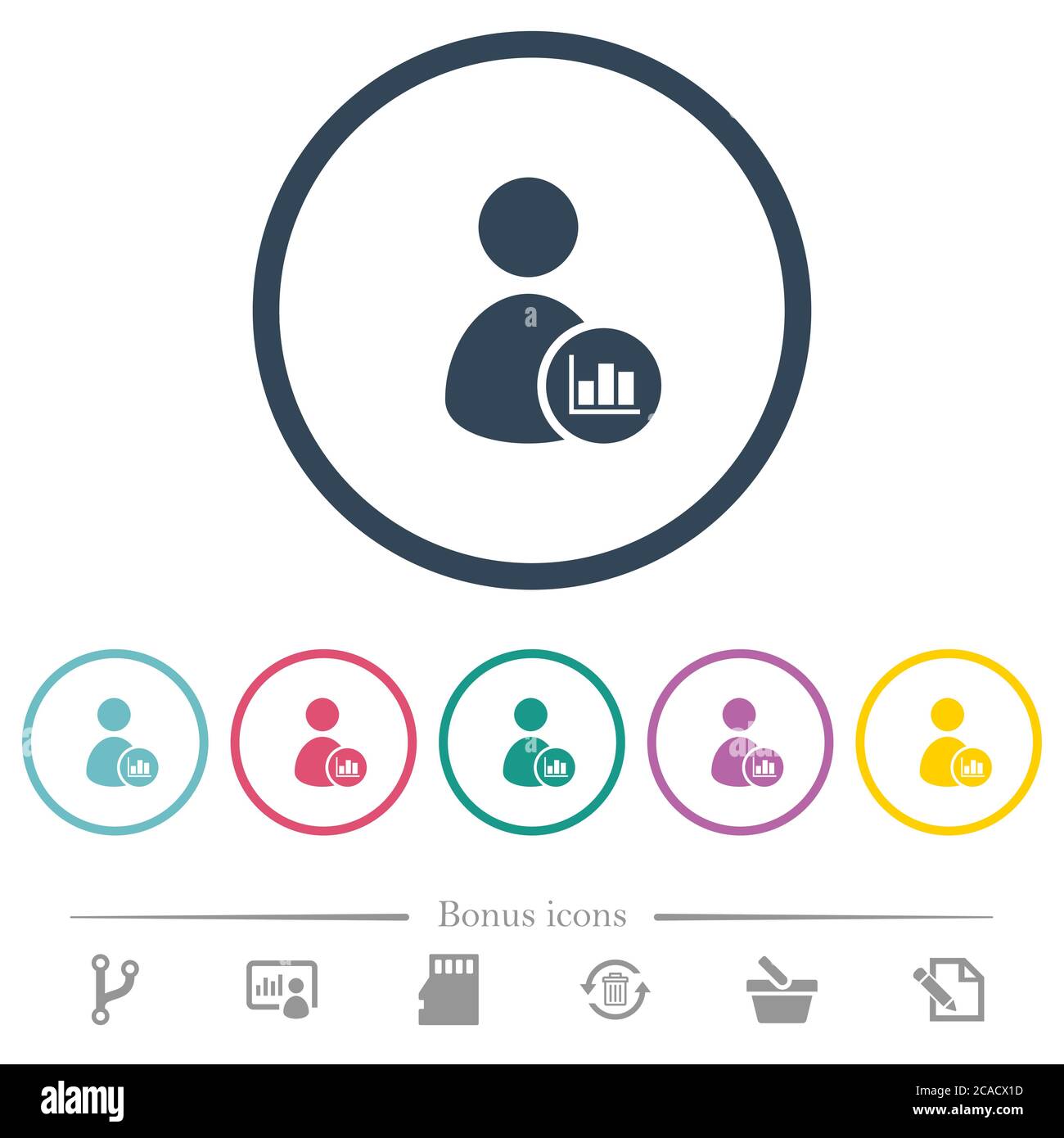 User account statistics flat color icons in round outlines. 6 bonus ...
