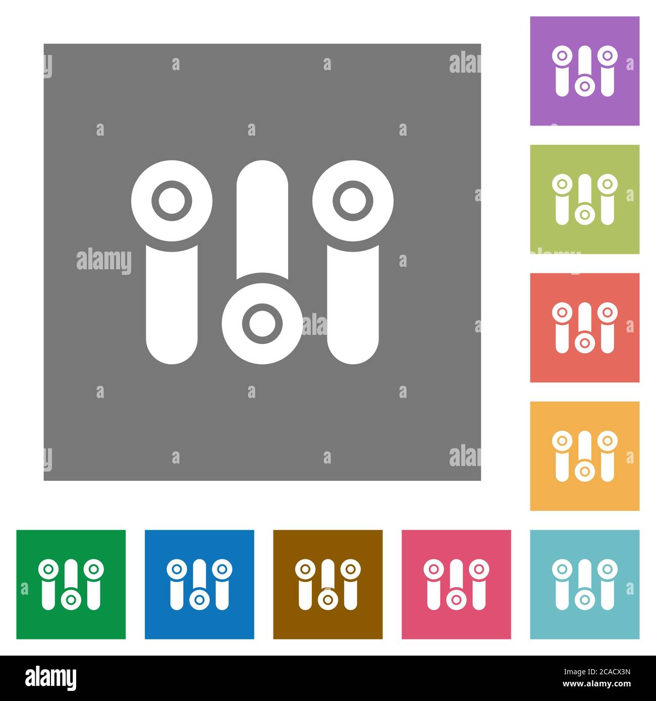 Control panel flat icons on simple color square backgrounds Stock ...