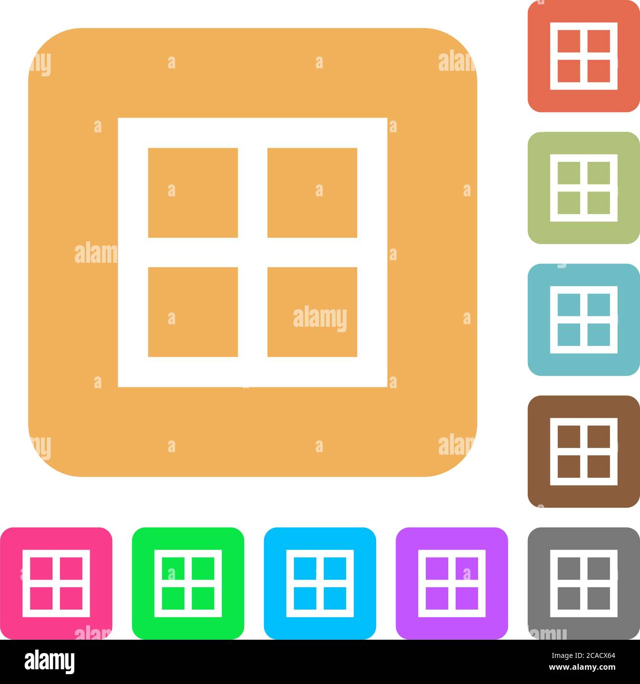 All borders flat icons on rounded square vivid color backgrounds Stock ...