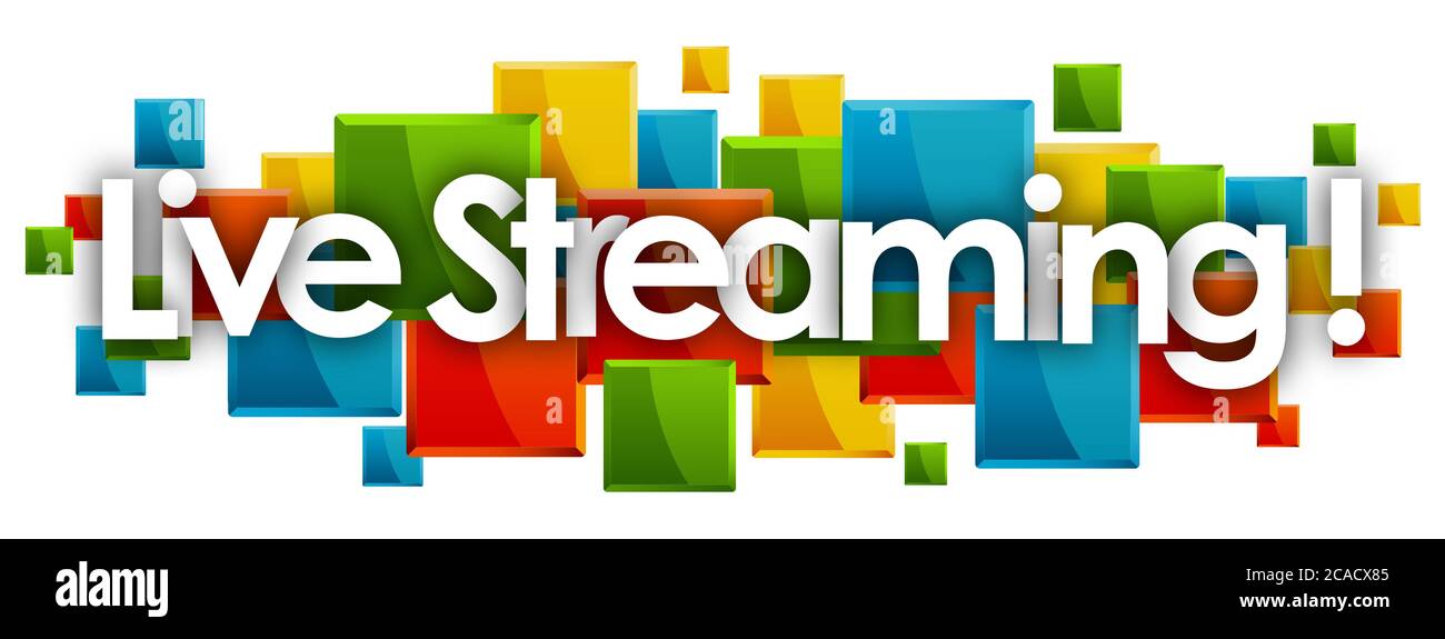 live streaming word in colored rectangles background Stock Photo - Alamy