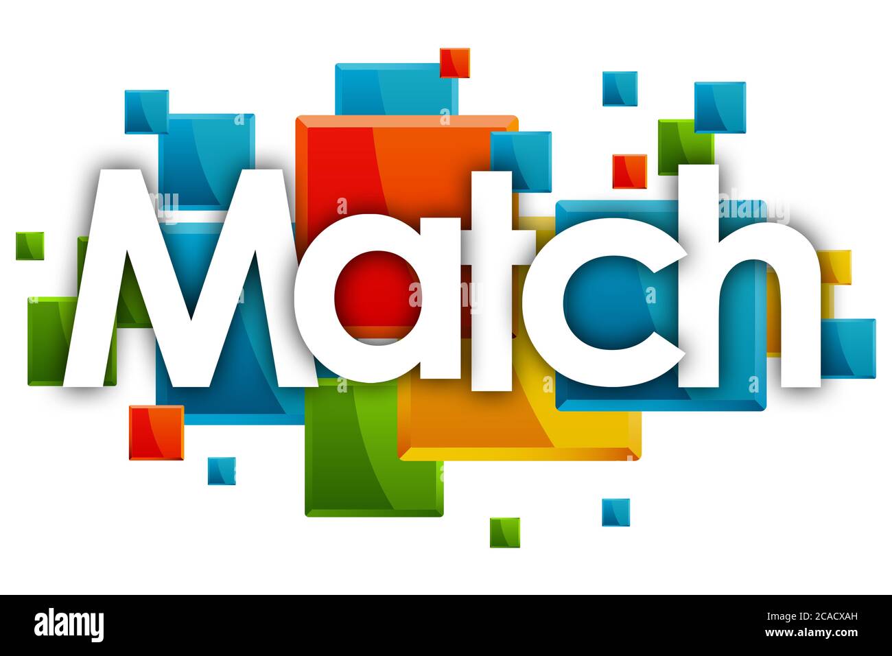 Match word in colored rectangles background Stock Photo - Alamy