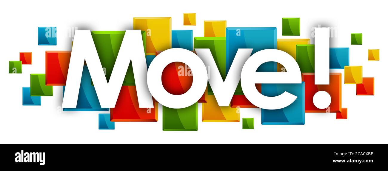Move word in colored rectangles background Stock Photo - Alamy
