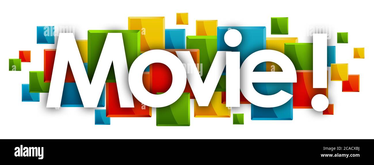 movie word in colored rectangles background Stock Photo - Alamy