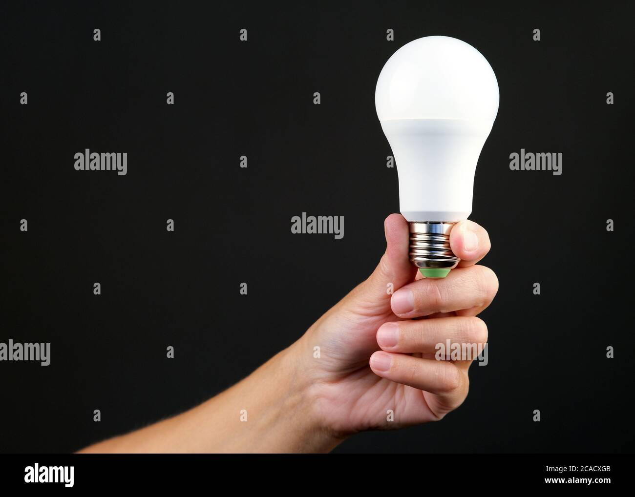 Led energy-saving light bulb in the hand of a person. The concept of ...