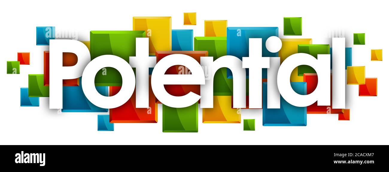 Potential word in colored rectangles background Stock Photo - Alamy