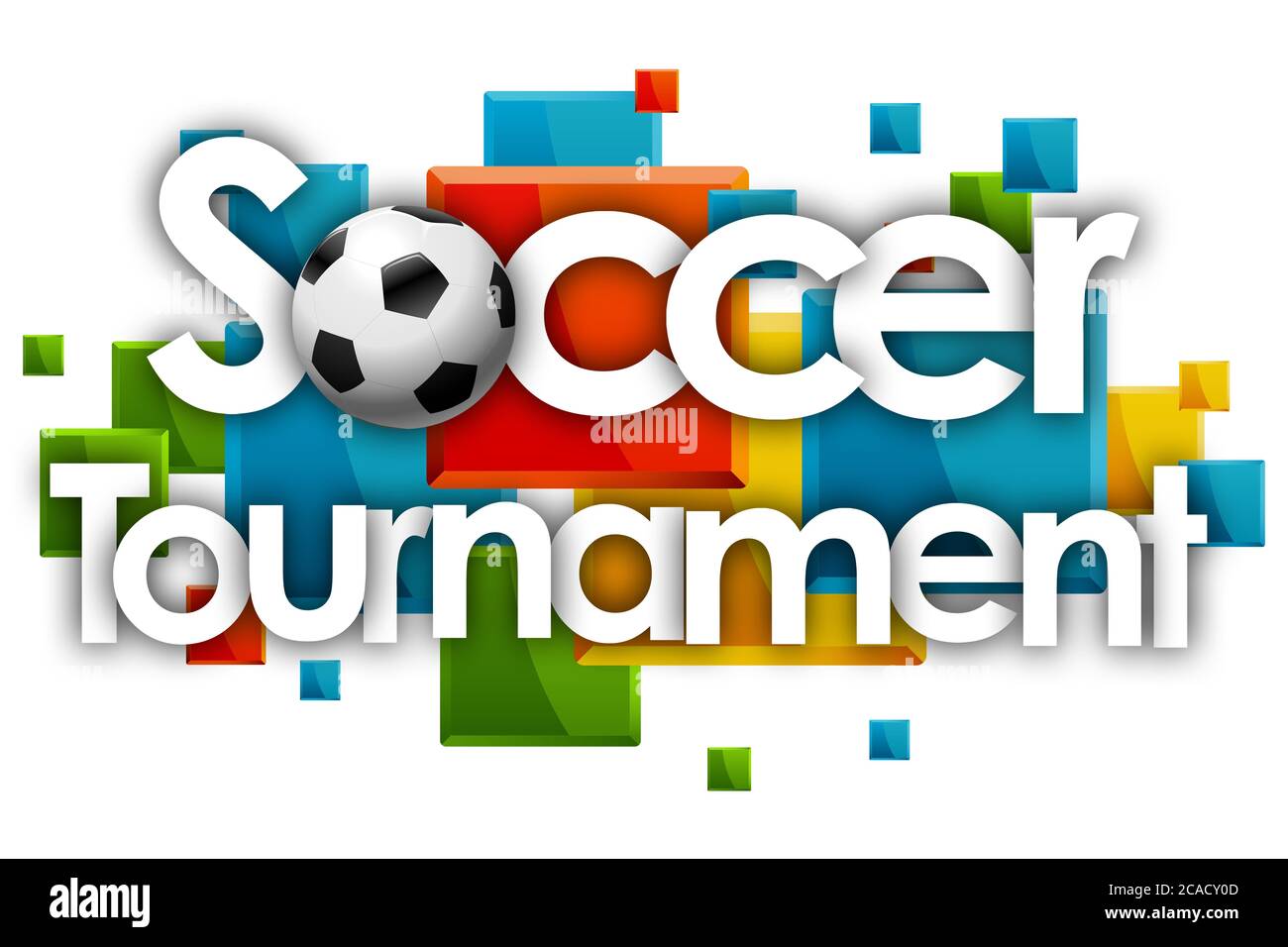 Soccer Tournament word in colored rectangles background Stock Photo - Alamy