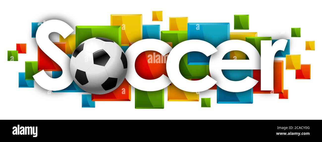 Soccer word in colored rectangles background Stock Photo - Alamy