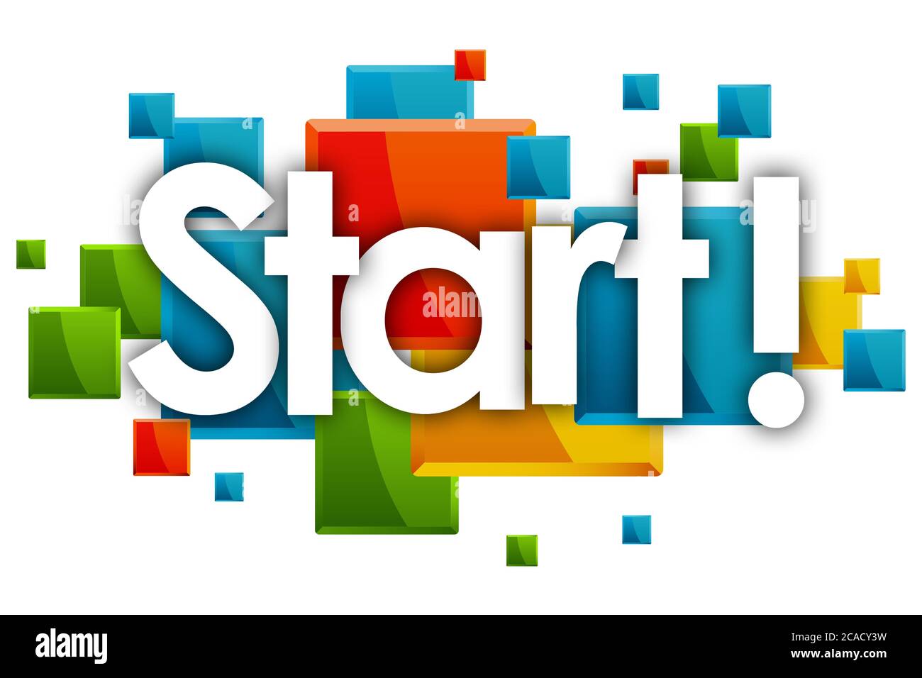 Start word in colored rectangles background Stock Photo - Alamy