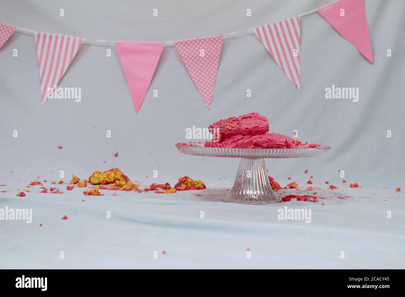 Smashed Birthday Cake Stock Photo - Alamy